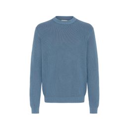 Strickfleece-Pullover Casual Friday "Strickpullover CFIsaksson", Herren, Gr. M, blau (bering sea), Obermaterial: 100% Baumwolle CO., Pullover Strickfleece-Pullover