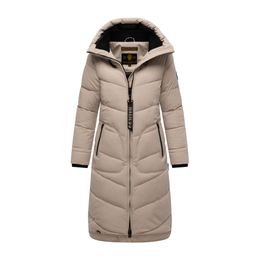 Winterjacke Marikoo "Marikoo Benikoo Damen lange Winterjacke B949", Damen, Gr. 3XL, grau (light taupe), Obermaterial: 92% Nylon NY. 8% Elasthan EL., Jacken Winterjacke