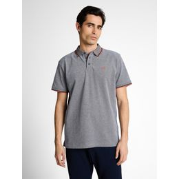 Poloshirt Tom Tailor, Herren, Gr. 3XL, navy wei&szlig; two tone pique, Single Jersey, Obermaterial: 98% Baumwolle, 2% Elasthan, kontrastfarbene Details, unifarben, regular fit normal, ohne Ausschnitt, kontrastfarben, Shirts Poloshirt, mit Logo Print