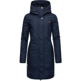 Wintermantel Ragwear "Wintermantel Jannisa", Damen, Gr. 6XL, blau (navy), Obermaterial: 65% Polyester PES. 35% Baumwolle CO. Obermaterial: Futter: 100% Polyester PES. 100% Polyester PES., M&auml;ntel Wintermantel