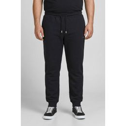Jack & Jones PlusSize Sweathose "JPSTGORDON COLLEGE SWEAT PANTS PLS", Herren, Gr. 44 (5XL), N-Gr, schwarz, angeraute Sweatware, Obermaterial: 80% Baumwolle, 20% Polyester, JACK & JONES PLUSSIZE, unifarben, relaxed fit kn&ouml;chellang, Hosen Sweathose