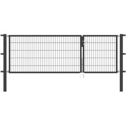 Zaundoppelt&uuml;r Alberts "Flexo", grau (anthrazit), B:300cm H:100cm, Stahl, Tore, Zaundoppelt&uuml;r, 300 cm Breite (100 + 200 cm), in versch. H&ouml;hen