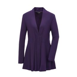 Sweatjacke GOLDNER "Leichte Shirtjacke lila mit Stretch", Damen, Gr. 44, lila (amethyst), Obermaterial: 95% Polyester PES. 5% Elasthan EL., festlich, normal, Tubular, Sweatjacken Sweatjacke, Mit Teilungsnaht hinten f&uuml;r eine elegante Weite
