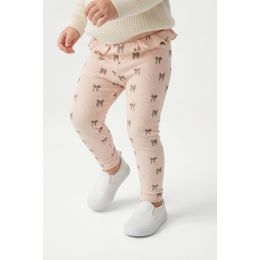 Leggings LIL' ATELIER "NMFGAVO EFI SLIM LEGGING LIL NOOS", M&auml;dchen, Gr. 116, N-Gr, silber peony aop:bow, Jersey, Obermaterial: 57% Baumwolle, 38% Lyocell, 5% Elasthan, bedruckt, slim fit lang, Hosen Leggings, weiche Jersey Rippqualit&auml;t