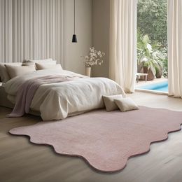 Teppich the carpet "Relax Scallop kuschelig & Super Soft", rosa, B:120cm L:160cm, Polyester, Teppiche, Teppich, Anti-Rutsch Unterseite, Waschbar bis 30 Grad, Felloptik
