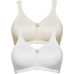 Entlastungs-BH SuSa "2er Pack Entlastungs BH Topsy Plus", Damen, Gr. 105, Cup D, bunt (wei&szlig; champagnermicro), Stoff, Obermaterial: 78% Polyamid PA. 22% Elasthan EL., BHs Entlastungs-BH