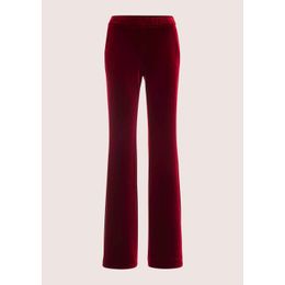 Madeleine Mode Stoffhose MADELEINE "Samthose Weite Samthose mit elastischem Bund", Damen, Gr. 17, N + K Gr, rot (rubinrot), Obermaterial: 90% Polyester PES. 10% Elasthan EL., Hosen Stoffhose