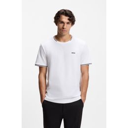 T-Shirt BOSS Green "Taul", Herren, Gr. XXL, wei&szlig; (wei&szlig;100), Single Jersey, Obermaterial: 92% Baumwolle, 8% Elasthan, regular fit normal, Rundhals, Rippb&uuml;ndchen, Shirts T-Shirt, aus softem Stretch-Baumwoll-Piqu&eacute;, Regular Fit, K&uuml;hlend