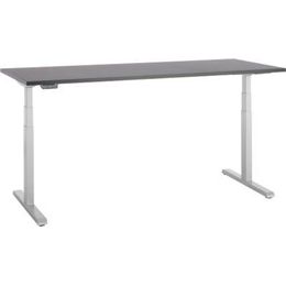 Schreibtisch, elektrisch h&ouml;henverstellbar, T-Fu&szlig;, B 1800 x T 800 x H 615-1275 mm, graphit/wei&szlig;alu