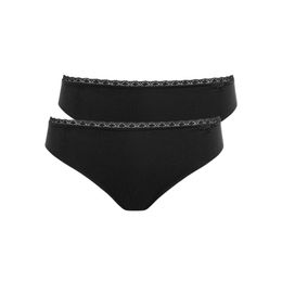 Slip LISCA "2er Pack Damen Slip Ines", Damen, Gr. 48, schwarz, Spitze, Obermaterial: 95% Baumwolle CO. 5% Elasthan EL., Unterhosen Slip