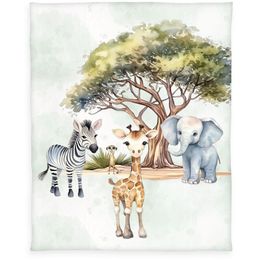 Herding's Young Collection Kinderdecke "YoungCollection Safari", bunt, B:130cm L:160cm, Polyester, HERDING YOUNG COLLECTION, Wohndecken, Kinderdecke, mit tollem Motiv