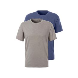 T-Shirt John Devin "mit Slub-Garn Struktur", Herren, Gr. XXL (60/62), blau (blau, grau), Slub, Obermaterial: 100% Baumwolle, meliert, bequem, Rundhals, abgesteppte Kante, Shirts T-Shirt, aus leichter, strukturierter Baumwollqualit&auml;t - im 2er-Sparpack, Topseller