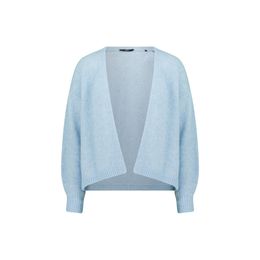 Cardigan Zero "Cardigan offener Style", Damen, Gr. S, blau (soft chambray melange), Obermaterial: 70% Polyester PES. 15% Polyamid PA. 8% Polyacryl PAN. 5% Wolle mw. 2% Elasthan EL., Strickjacken Cardigan
