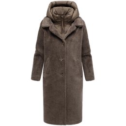 Wintermantel Navahoo "Wintermantel Teddyzauber 14", Damen, Gr. M, braun (stone braun), Obermaterial: 100% Polyester PES. Obermaterial: Futter: 100% Polyester PES. 100% Polyester PES., M&auml;ntel Wintermantel