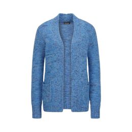 Strickjacke GOLDNER "Kurzgr&ouml;&szlig;e Langarm Melange-Cardigan, flauschig", Damen, Gr. 20, blau (blau, gemustert), Obermaterial: 100% Polyacryl PAN., Modisch, Strickjacken Strickjacke, Melange-Optik