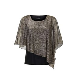 Kurzarmshirt GOLDNER "Kurzgr&ouml;&szlig;e Jerseyshirt mit Glanzakzenten", Damen, Gr. 24, schwarz (schwarz, metallic, gemustert), Obermaterial: 100% Polyester PES., figurumspielend, Sonstiges, Shirts Kurzarmshirt, &Uuml;berwurf