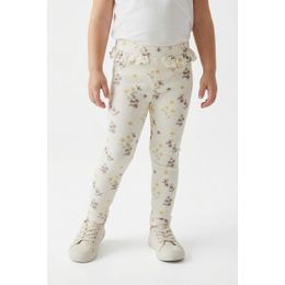 Leggings LIL' ATELIER "NMFGAVO EFI SLIM LEGGING LIL NOOS", M&auml;dchen, Gr. 122, N-Gr, coconut milk aop:flower mix, Jersey, Obermaterial: 57% Baumwolle, 38% Lyocell, 5% Elasthan, bedruckt, slim fit lang, Hosen Leggings, weiche Jersey Rippqualit&auml;t