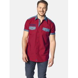 Kurzarmhemd Jan Vanderstorm "Kurzarmhemd HERKKO", Herren, Gr. XL, weit, rot, Obermaterial: 100% Baumwolle CO., comfort fit, Hemden Kurzarmhemd