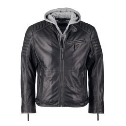 Lederjacke Mustang "Lederjacke 31020237", Herren, Gr. S, schwarz (vintage schwarz), Obermaterial: 100% Lammnappaleder LANA., Jacken Lederjacke