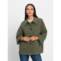Outdoorjacke Heine, Damen, Gr. 40, gr&uuml;n (khaki), 50% Polyester, 50% Wolle, meliert, unifarben, Jacken Outdoorjacke