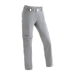 Outdoorhose Maier Sports "Inara slim zip", Damen, Gr. 23, Kurzgr&ouml;&szlig;en, grau (hellgrau), 90% Polyamid, 10% Elasthan, Hosen Outdoorhose, Damen Zip-Off Wanderhose, atmungsaktive Trekkinghose, Slim Fit