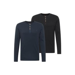 Longsleeve Mustang "Longsleeve Style Arminto 2P 2er Pack", Damen, Gr. S, bunt (schwarz, dunkelblau), Obermaterial: 100% Baumwolle CO(Bio)., Shirts Longsleeve