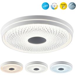 N&auml;ve N&Auml;VE LED Deckenleuchte "Boise", wei&szlig;, 1, &Oslash; 51cm H: 8,5cm, 1 Stk., Leuchten, dimmbar, CCT-Farbwechsel in 3-Stufen per Fernbedienung, kristalloptik, LED Deckenleuchte