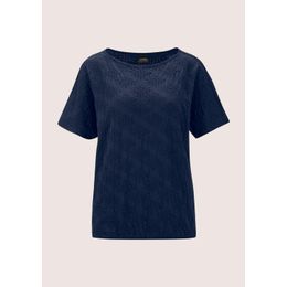 Madeleine Mode Langarmshirt MADELEINE "Sweatshirt Sweatshirt mit Gummibund", Damen, Gr. 34, blau (marine), Obermaterial: 68% Baumwolle CO. 27% Polyester PES. 5% Elasthan EL., Modern, normal, Shirts Langarmshirt