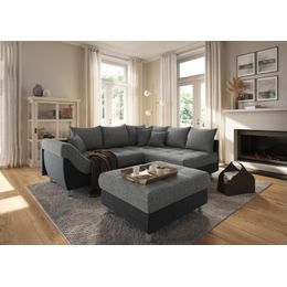 Ecksofa Collection AB "Innsbruck L-Form", schwarz (schwarz, grau), B:247cm H:87cm T:189cm, Microfaser PRIMABELLE (100% Polyester), Struktur (90% Polyester, 10% Polyacryl), Samtvelours (100% Polyester), Luxus-Microfaser Antiklederoptik (100% Polyester), Sofas, Ecksofa, inklusive Federkern, Recamiere links oder rechts montierbar