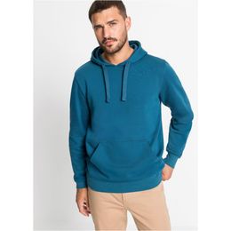 Kapuzensweatshirt bonprix "Hoodie", Herren, Gr. 60/62 (XXL), blau (blaupetrol), Sweatware, Obermaterial: 60% Baumwolle, 40% Polyester, unifarben, regular fit h&uuml;ftbedeckend, Rippb&uuml;ndchen, Sweatshirts Kapuzensweatshirt, Regular Fit, mit Kapuze, angenehme Baumwollmischung