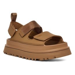 UGG Australia Plateausandale UGG "GOLDENGLOW", Damen, Gr. 11 (42), braun, Synthetik, Textil, Schuhe Plateausandale, Sommerschuh, Strandschuh, Plateausandale mit Klettverschl&uuml;sse