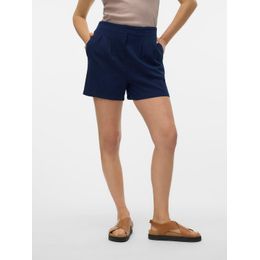 V&eacute;ro Moda Shorts VERO MODA "VMJESMILO HW SHORTS WVN NOOS", Damen, Gr. XL (42), N-Gr, navy blazer, Web, Obermaterial: 55% Viskose, 45% Leinen, unifarben, regular fit kurz, Hosen Shorts, Viskosemischung, regular fit, mit Leinen