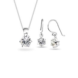 Ohrring und Ketten Set Elli "Schmuckset Wei&szlig; 925 Sterling Silber, mit Kristallen von Swarovski" Gr. 45, wei&szlig;, Schmuck_Sets, Damen, 45, Ohrring und Ketten Set