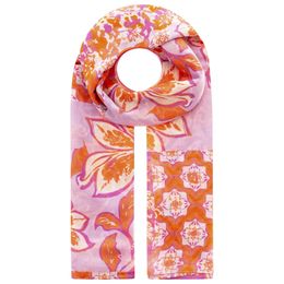 Modeschal Zwillingsherz "Paisley", Damen, orange, pink, Kunstfaser, Modet&uuml;cher Modeschal, transparent, aquarell Print, Schriftzug