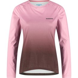 Radtrikot Shimano "Woman's SAIKO Long Sleeve warm Printed, Pink", Damen, Gr. M, pink, Obermaterial: 86% Polyester PES. 14% Elasthan EL., Trikots Radtrikot