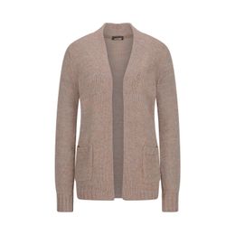 Strickjacke GOLDNER "Kurzgr&ouml;&szlig;e Langarm Melange-Cardigan, flauschig", Damen, Gr. 21, beige (beige, gemustert), Obermaterial: 100% Polyacryl PAN., Modisch, Strickjacken Strickjacke, Melange-Optik