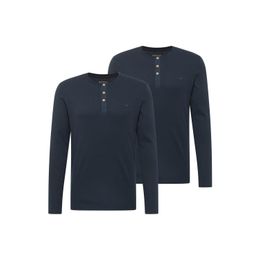 Longsleeve Mustang "Longsleeve Style Arminto 2P 2er Pack", Damen, Gr. L, blau (dunkelblau), Obermaterial: 100% Baumwolle CO(Bio)., Shirts Longsleeve