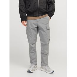 Jack & Jones Cargohose JACK & JONES "JPSTACE JJTUCKER CARGO AMA NOOS", Herren, Gr. 30, L&auml;nge 34, grau (ultimate grau), Web, Obermaterial: 97% Baumwolle, 3% Elasthan, unifarben, regular fit kn&ouml;chellang, Hosen Cargohose