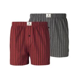 Boxershorts Jan Vanderstorm "2er Pack Boxershorts THURE", Herren, Gr. L-XL, rot (rot grau), Obermaterial: 52% Baumwolle CO. 43% Polyester COOLMAX PES(Coolmax). 5% Elasthan EL., Unterhosen Boxershorts