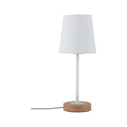 Paulmann Tischleuchte "Neordic Stellan max.1x20W E27 Wei&szlig;/Holz 230V Stoff/Metall", braun (wei&szlig;, braun), 1, &Oslash; 15,5cm H: 40cm, 1 Stk., Leuchten, Tischleuchte
