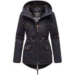 Winterjacke Marikoo "Winterjacke Manolya", Damen, Gr. XXL, blau (blau with schwarz fur), Obermaterial: 100% Baumwolle CO. Obermaterial: Futter: 100% Polyester PES. 100% Polyester PES., Jacken Winterjacke