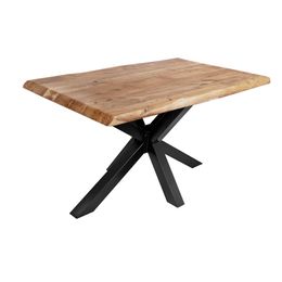 Baumkantentisch CALI B-Ware / Akazie naturfarben / 140x80 / Spider-Gestell Schwarz