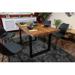 Baumkantentisch CALI B-Ware 240 / Akazie nussbaumfarben / 240x100 / U-Gestell Schwarz
