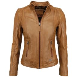 Lederjacke Mustang "Lederjacke 31019267", Damen, Gr. XS, braun (cognac), Obermaterial: 100% Lammleder LEL. Futter: 100% Baumwolle CO., Jacken Lederjacke