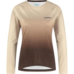Radtrikot Shimano "Woman's SAIKO Long Sleeve warm Printed, Feather Beige", Damen, Gr. XL, beige, Obermaterial: 86% Polyester PES. 14% Elasthan EL., Trikots Radtrikot