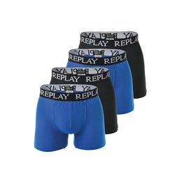Boxershorts Replay "Boxershort 4er Pack", Herren, Gr. M, blau (blau, schwarz), Obermaterial: 95% Baumwolle CO. 5% Elasthan EL., Unterhosen Boxershorts