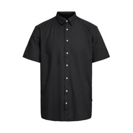 Kurzarmshirt Blend "Kurzarmhemd BHBOBBY Shirt ss", Herren, Gr. M, schwarz, Obermaterial: 55% Leinen LI. 45% Viskose CV., Hemden Kurzarmshirt