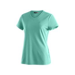 T-Shirt Maier Sports "Trudy", Damen, Gr. 42, hellmint, 100% Polyester, Rundhals, Shirts T-Shirt, Damen Kurzarmshirt, leichtes Sommer Funktionsshirt, V-Ausschnitt
