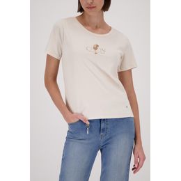T-Shirt monari "cincin", Damen, Gr. 42, champagne beige, Web, Obermaterial: 100% Baumwolle, unifarben, regular fit normal, Rundhals, eingesetzt abgesteppte Kante, Shirts T-Shirt, Regular fit mit Strasssteinen
