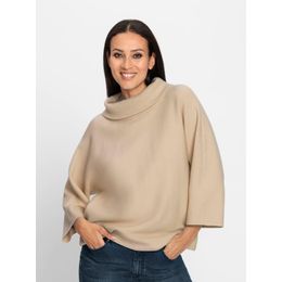 3/4 Arm-Pullover Heine "Pullover", Damen, Gr. 34, beige, 50% Viskose, 28% Polyester, 22% Polyamid, unifarben, Pullover 3/4 Arm-Pullover